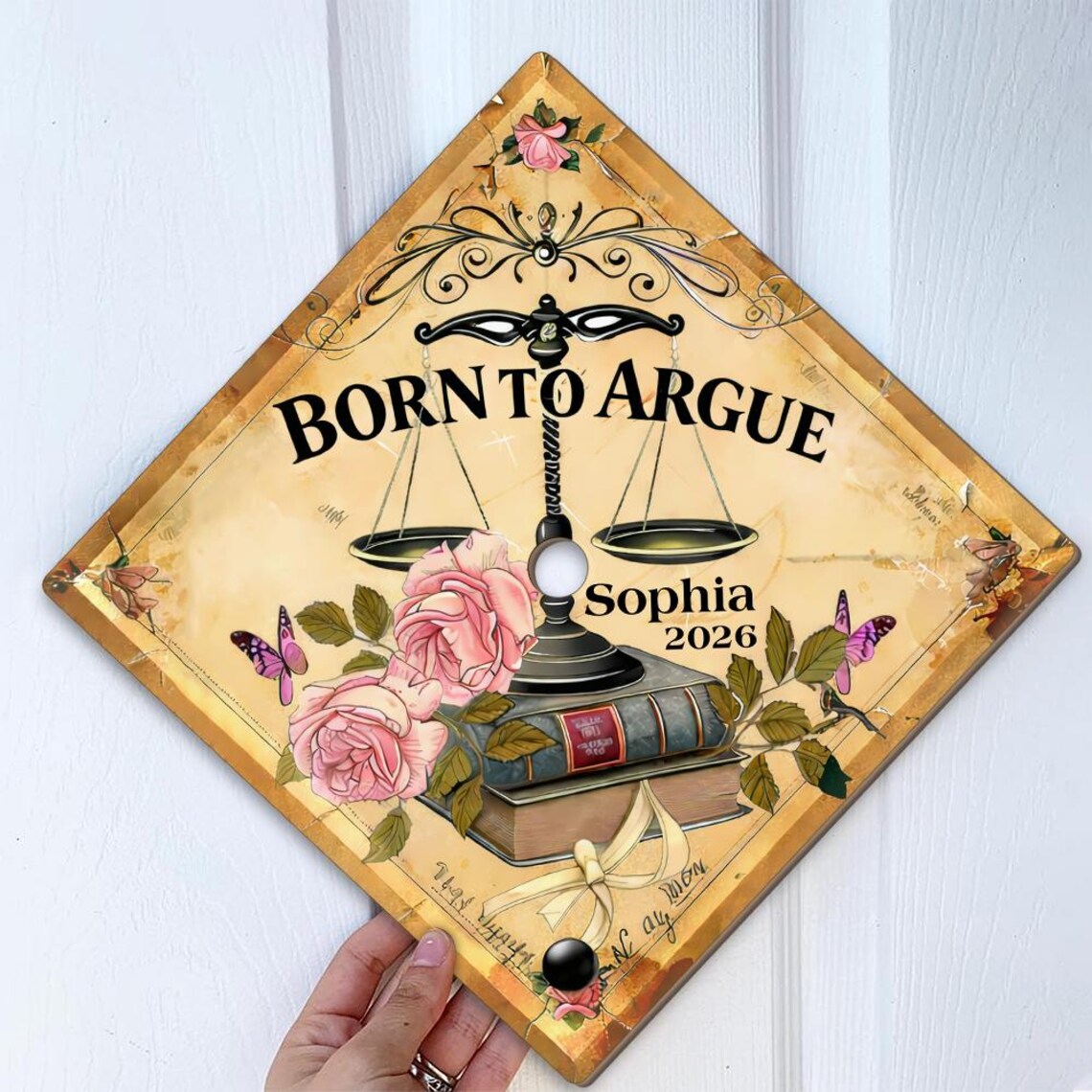 Personalized Born to Argue Graduation Cap Topper, Custom Law School ...