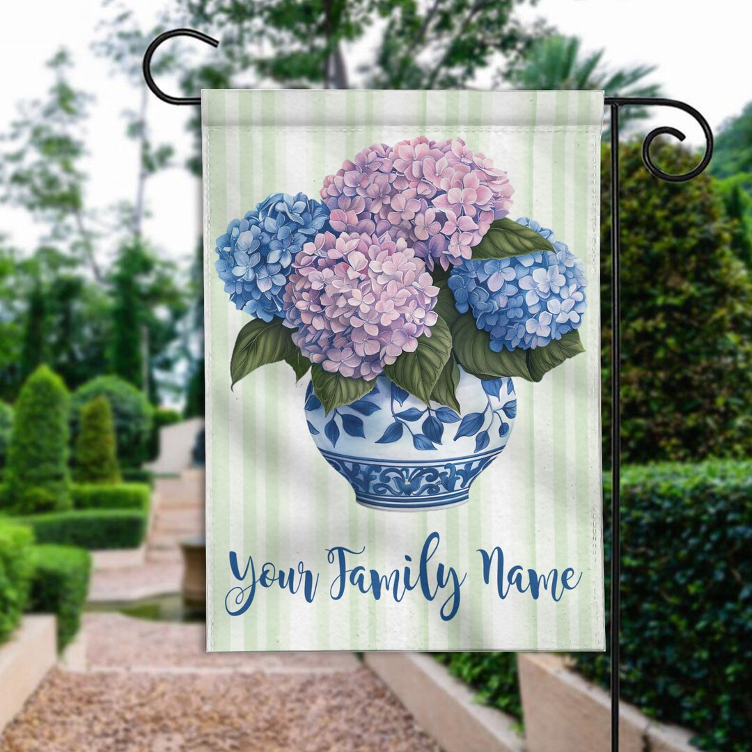 Personalized Hydrangea Flag, Hydrangea Welcome Flag, Hydrangea Vintage ...