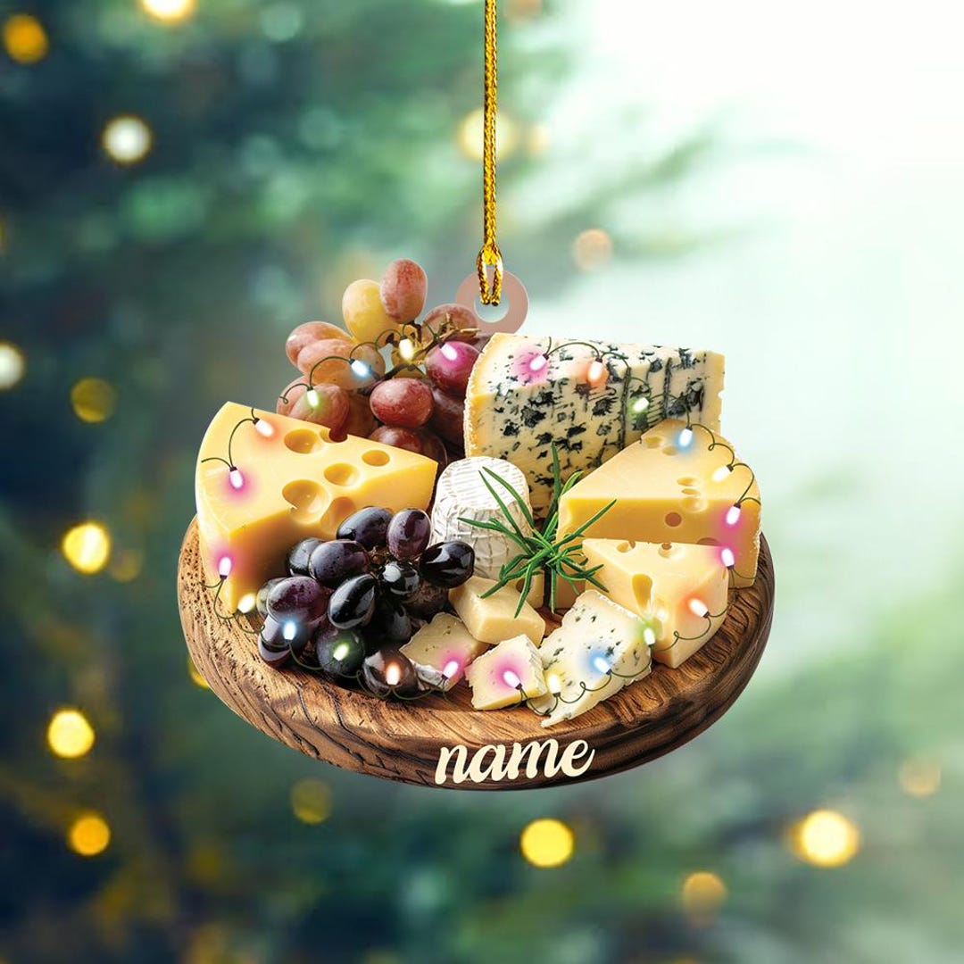 Personalized 2D Flat Cheese Board Ornament, Cheese Board Christmas ...
