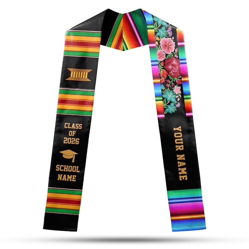 Personalized Kente Mexican Grad Stole, Afro-mexican Graduation Sash ...