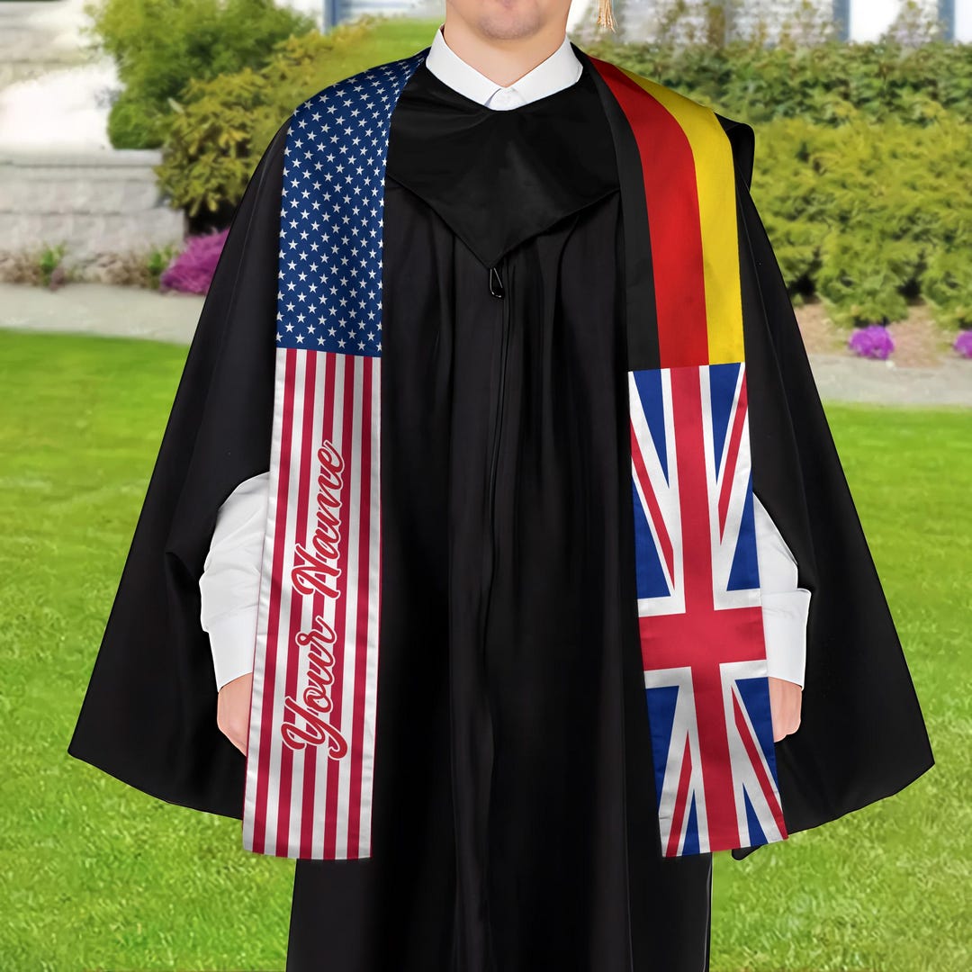 Personalized Three Flag Graduation Stole Combination Nation Graduation ...