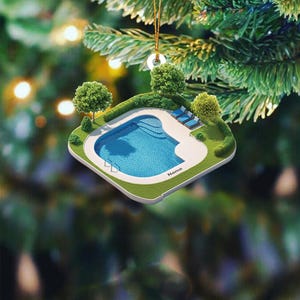Personalized Swimming Pool Ornament, Swimming Pool Christmas Ornament ...