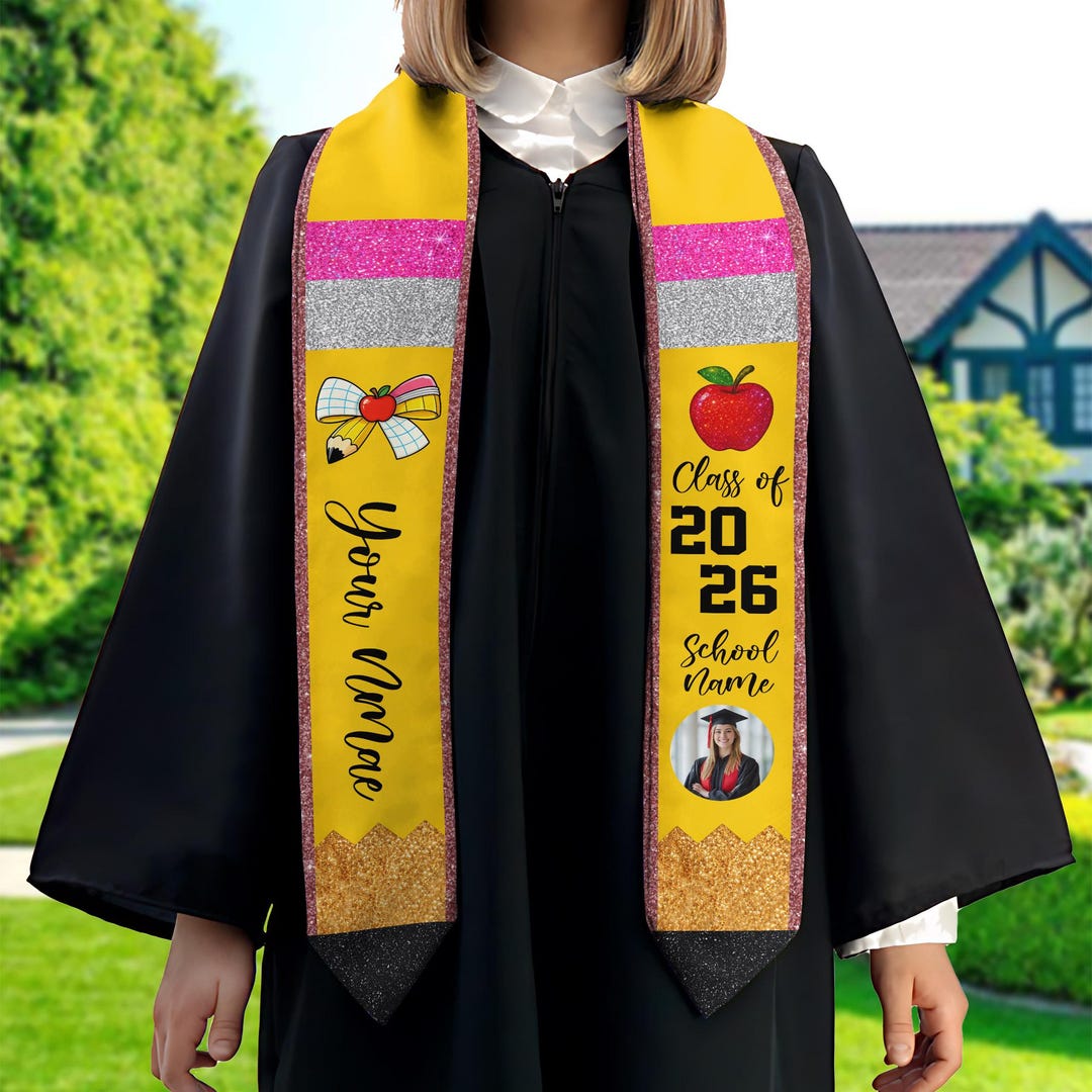 Personalized Teacher Stole, Custom Teacher Graduation Stole, Pencil ...