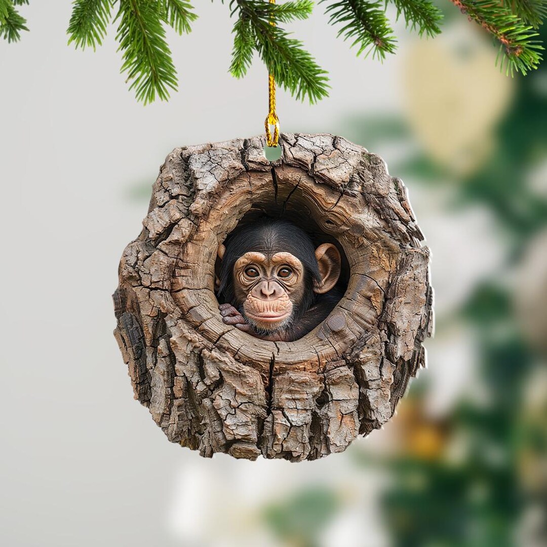 Monkey 2D Flat Ornament, Monkey Christmas Ornament, Monkey Rearview ...