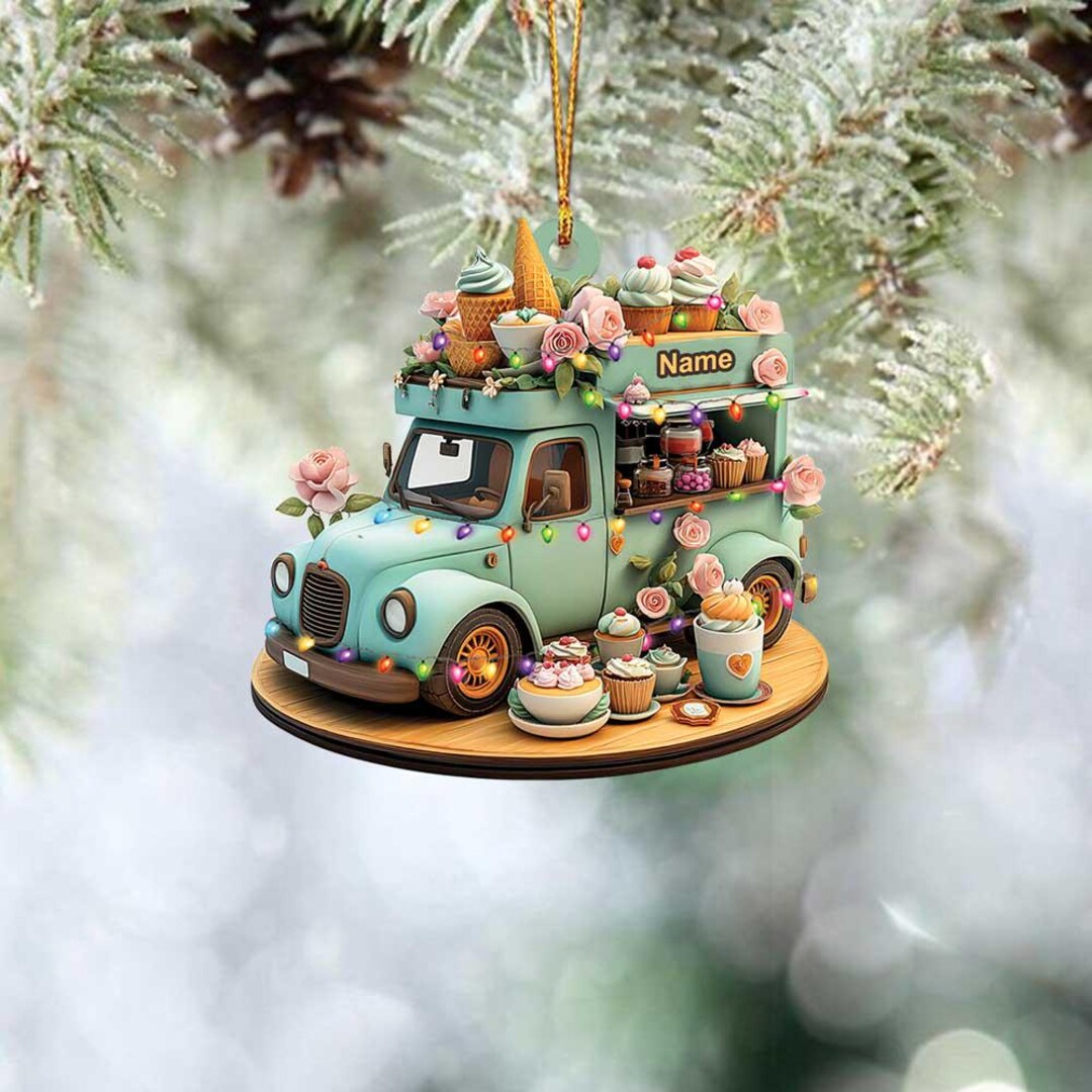 Personalized Coffee Truck Ornament, Coffee Truck Christmas Ornament ...