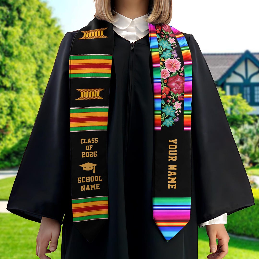 Personalized Kente Mexican Grad Stole, Afro-mexican Graduation Sash ...