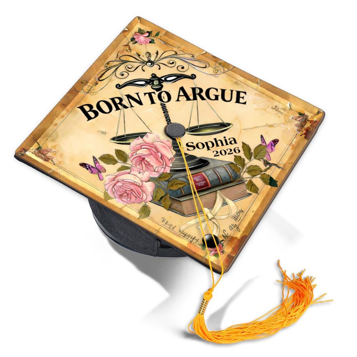 Personalized Born to Argue Graduation Cap Topper, Custom Law School ...