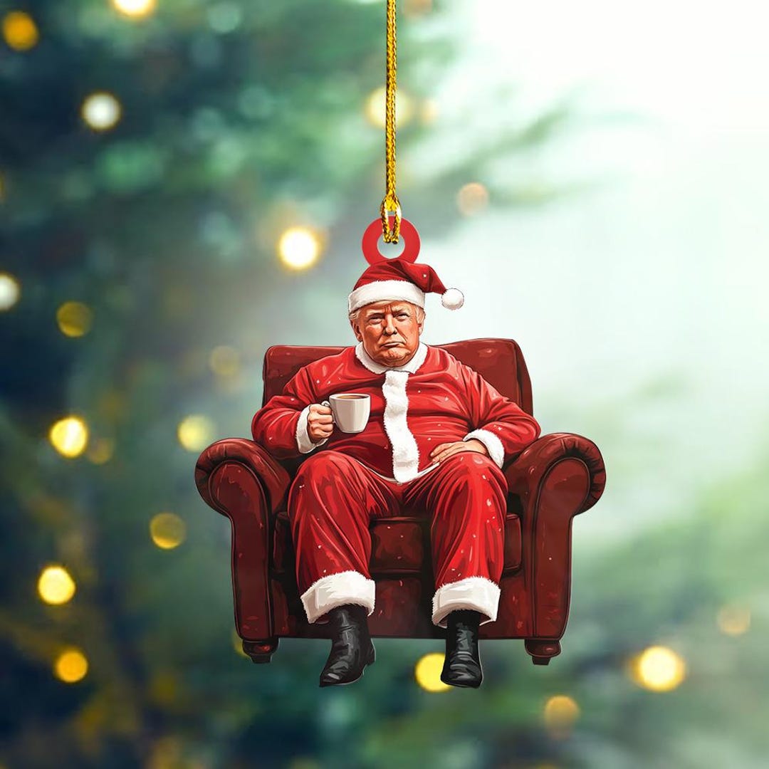Trump Santa Claus Ornament, MAGA Ornament, 2D Flat Trump Christmas ...