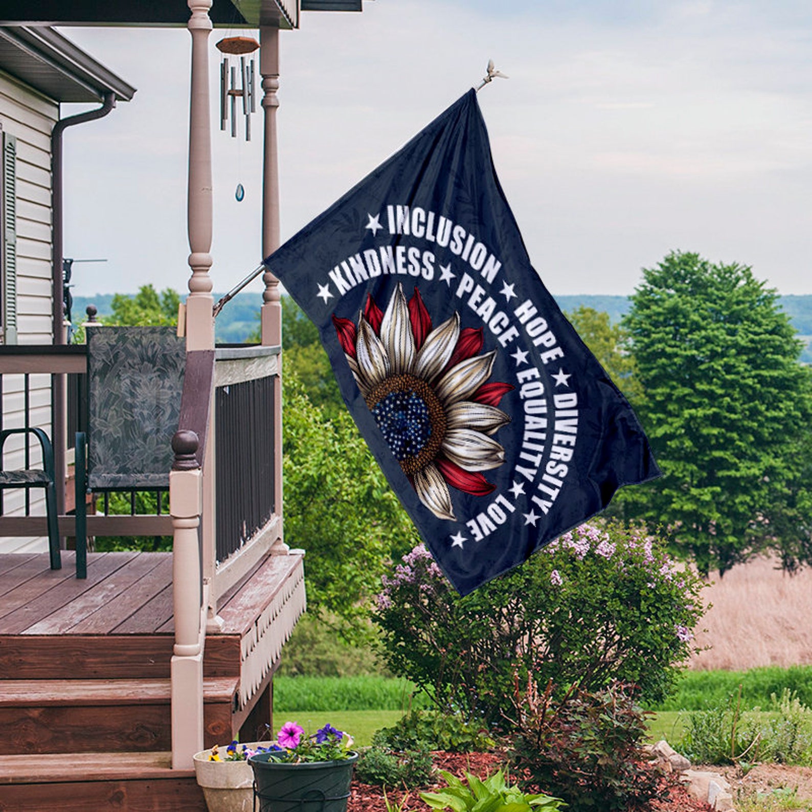 Kindness Peace Equality Love Inclusion Hope Diversity Flag, Sunflower ...