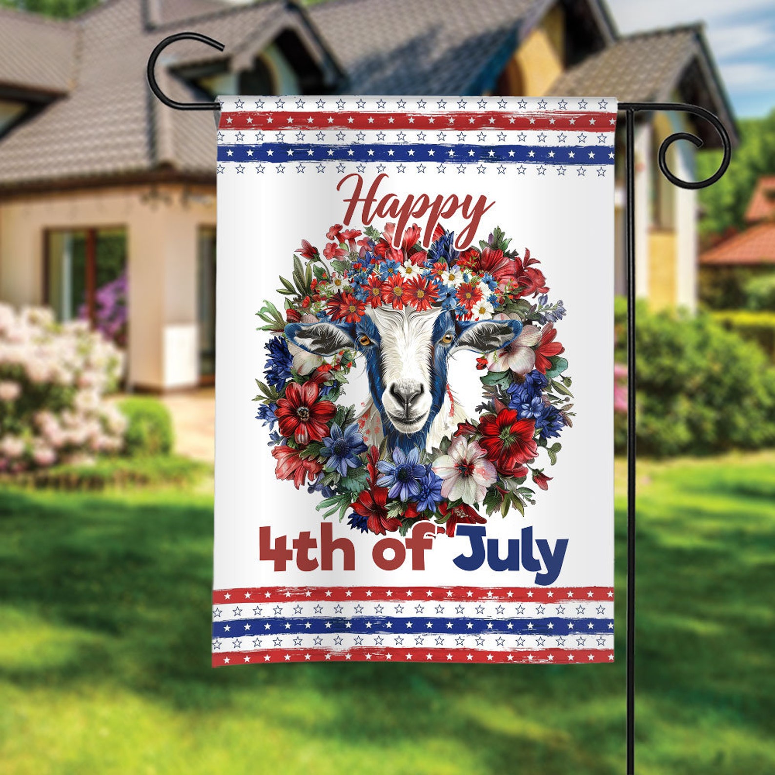 Goat Happy Independence Day Flag Double-sided Flag,goat 4th of July ...