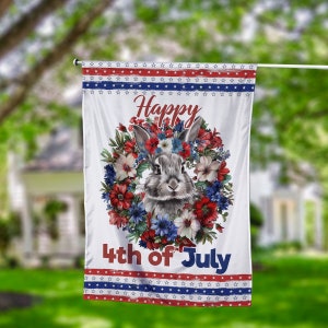 Rabbit Happy Independence Day Flag Double-sided Flag,rabbit 4th of July ...