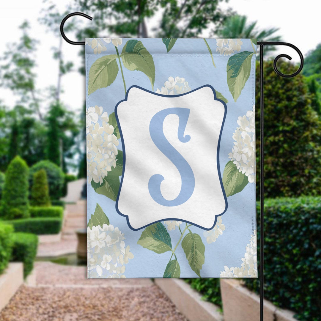 Personalized Chinoiserie Hydrangea Floral Double-sided Flag, Preppy ...