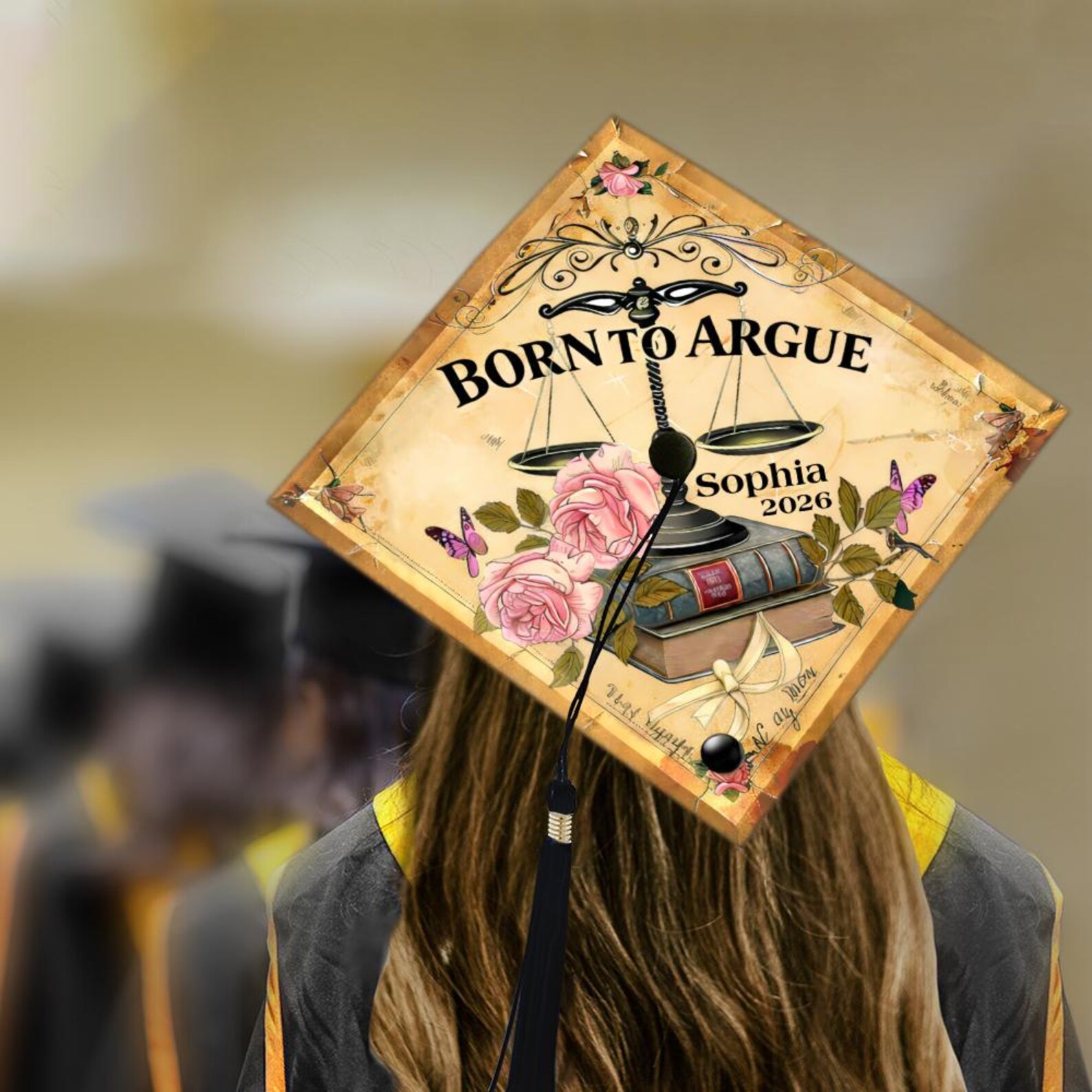Personalized Born to Argue Graduation Cap Topper, Custom Law School ...