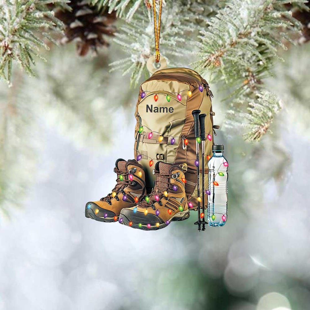 Personalized Hiking Backpack Ornament, Hiking Christmas Ornament ...