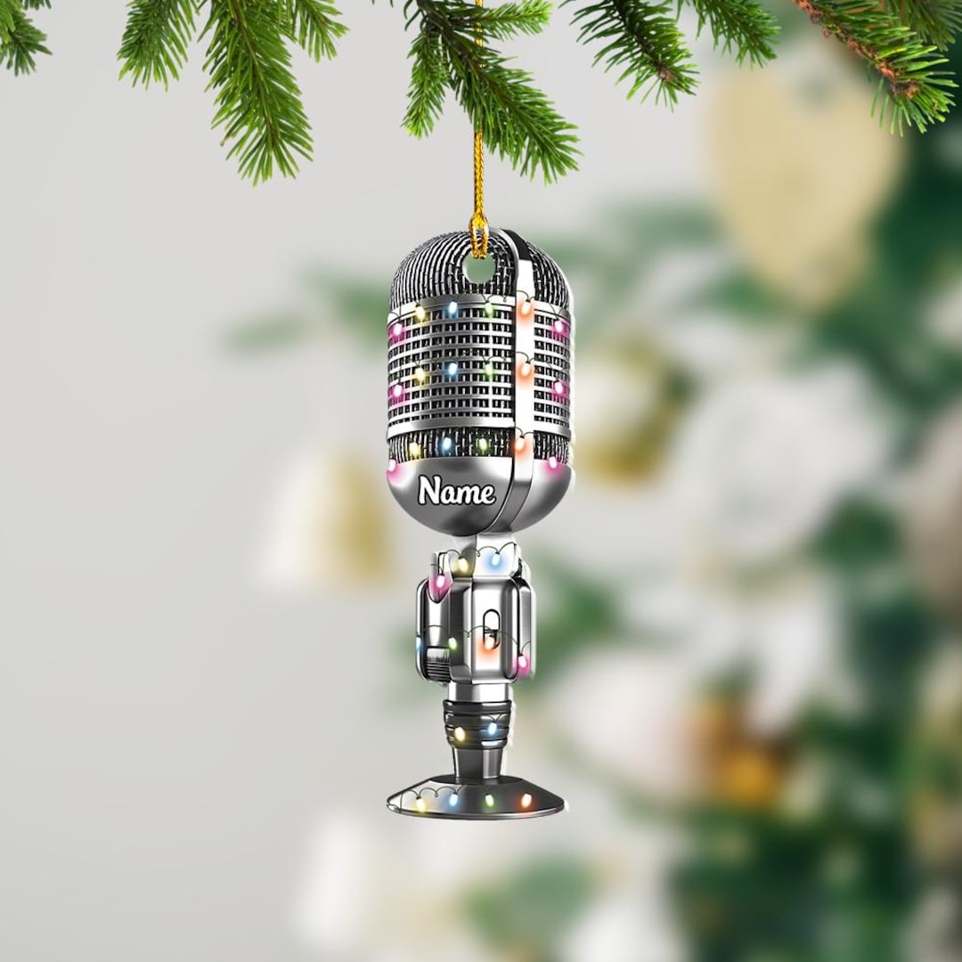 Personalized Microphone Ornament, Microphone Christmas Ornament, Singer ...