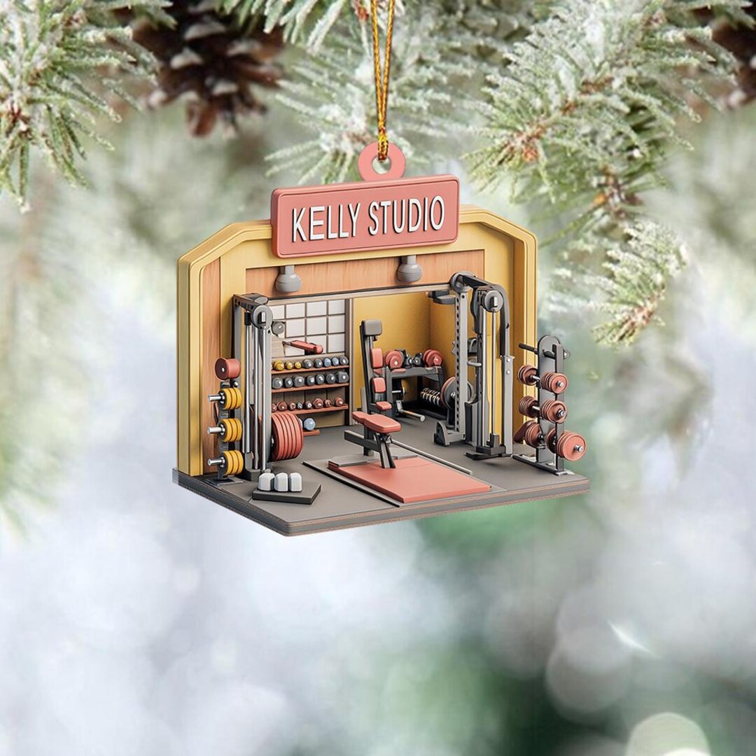 Gym Christmas Ornament, Workout Xmas Ornament, Fitness Holiday Ornament ...