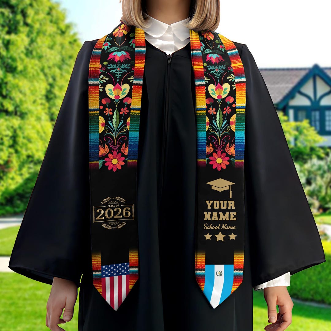 Custom Guatemalan Graduation Stole 2026, Guatemalan American Flag ...