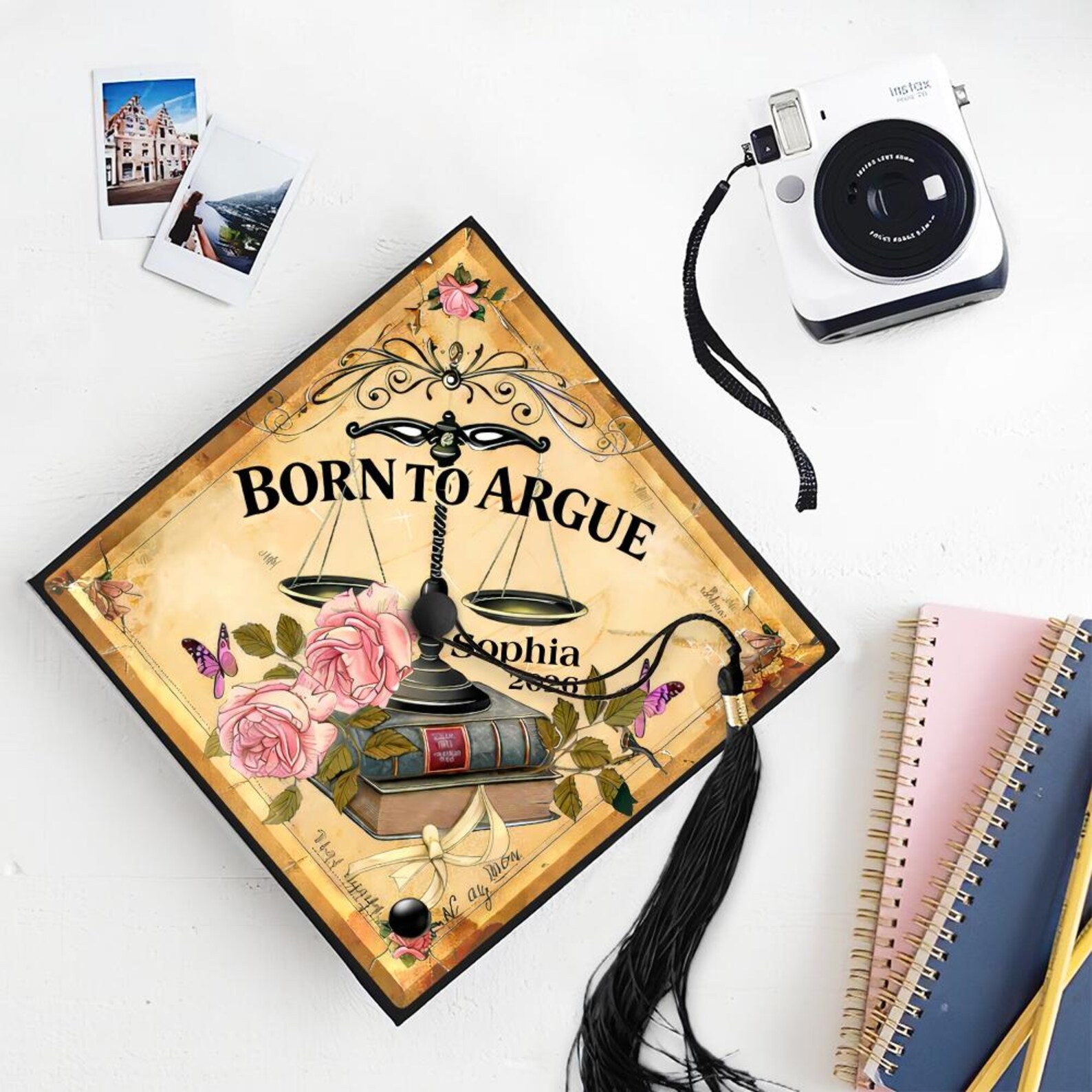 Personalized Born to Argue Graduation Cap Topper, Custom Law School ...