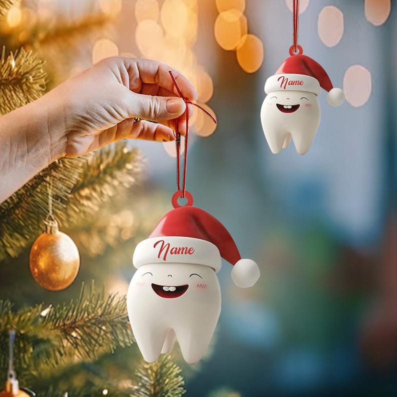 Cute Tooth Christmas Ornament, Dentist Gift, Dental Office, Dental ...