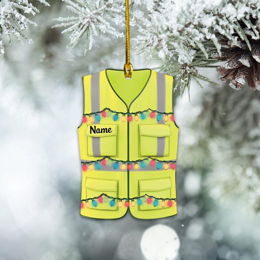 Personalized Safety Vest Christmas Ornament, Construction Christmas ...