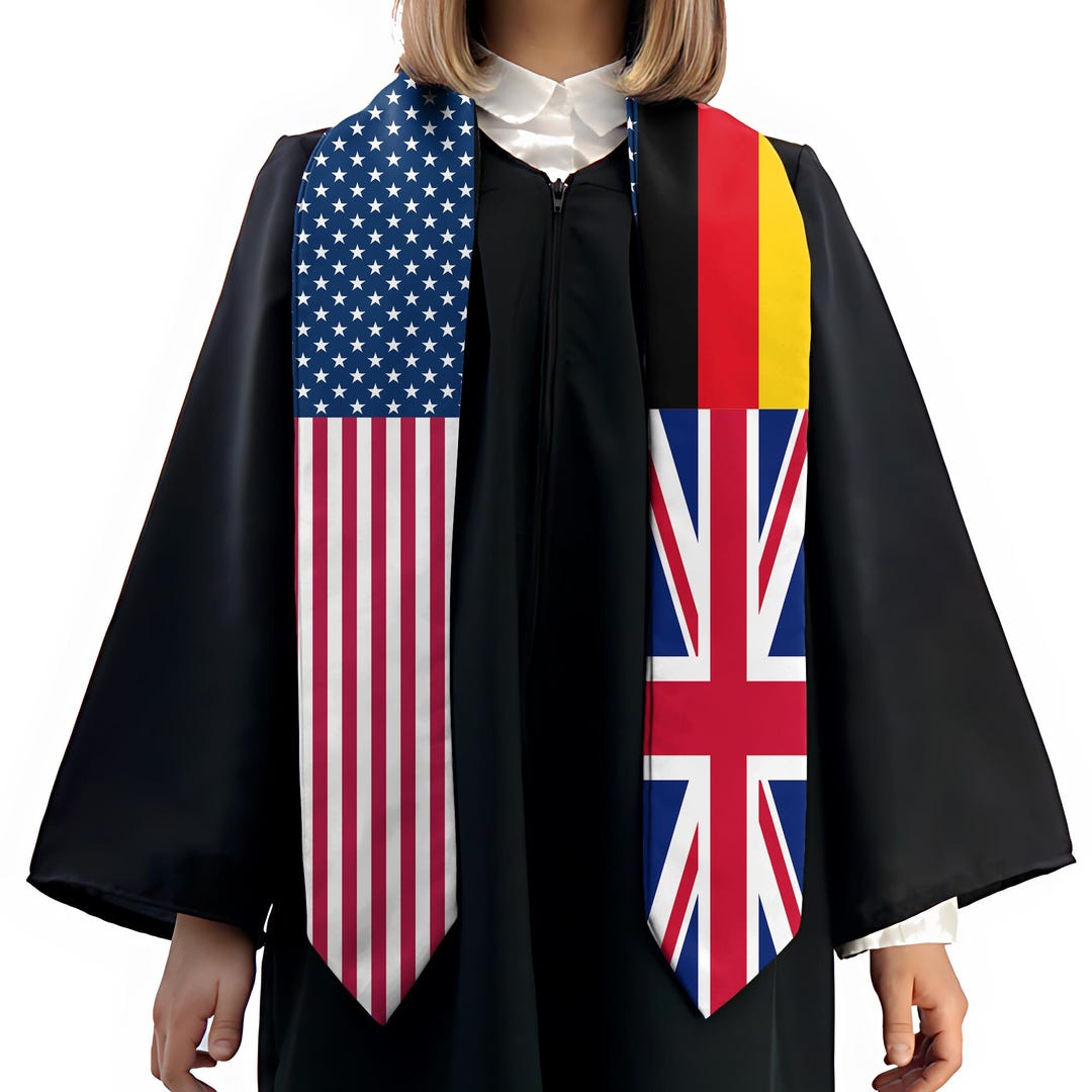 Personalized Three Flag Graduation Stole Combination Nation Graduation ...