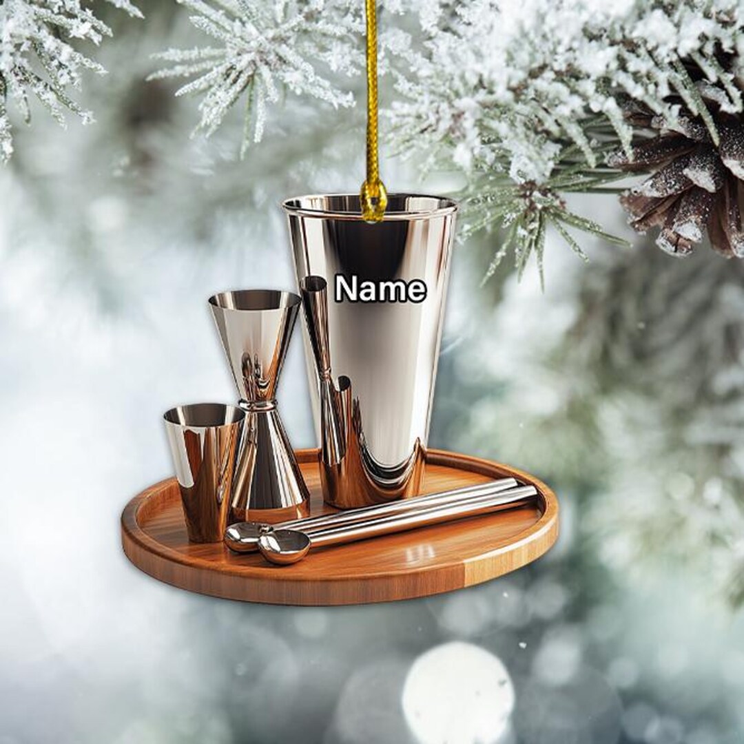 Personalized Cocktail Shakers Ornament, Shaker Bar Set Christmas ...
