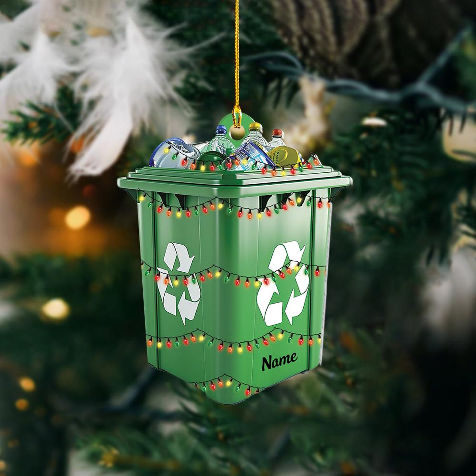 Personalized Recycling Bin Ornament Trash Can Christmas Ornament ...