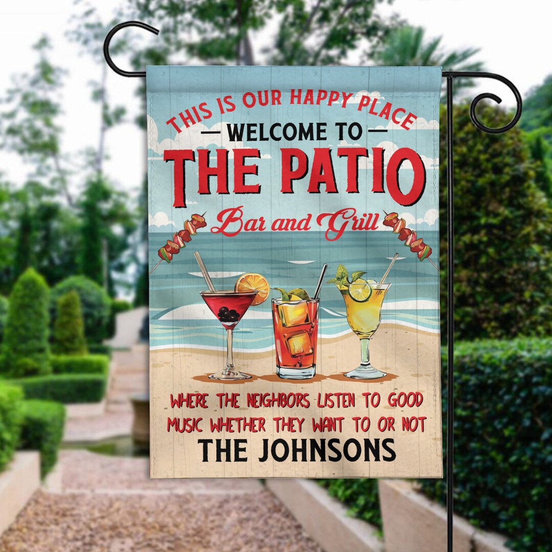 Personalized Patio Pool Flag, Custom Welcome to the Patio Flag, Bar and ...
