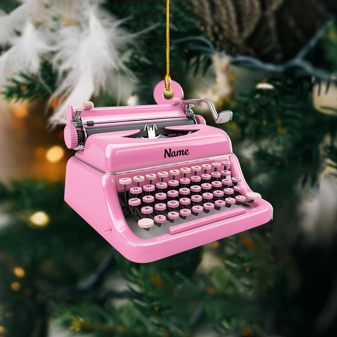 Custom Name Typewriter Ornament, Typewriter 2D Flat Christmas Tree ...