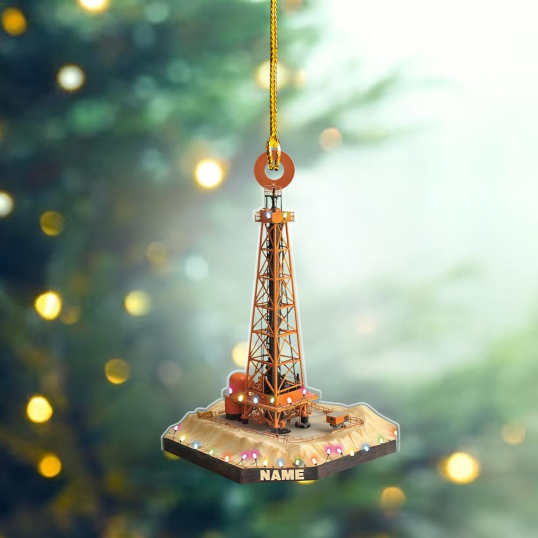 Personalized 2D Flat Drilling Rig Ornament, Drill Tower Christmas ...
