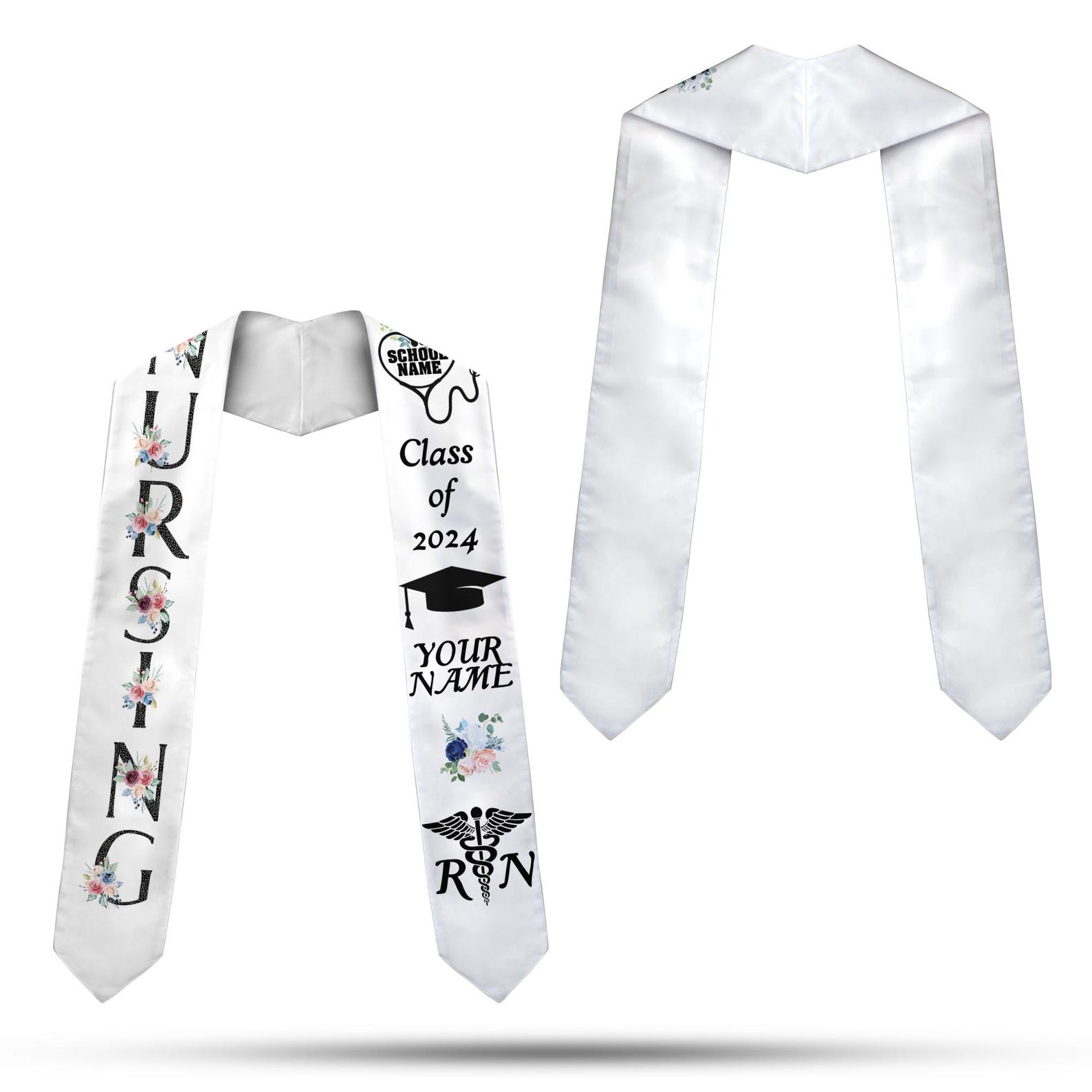 Personalized Nursing Stole, Custom Nursing Graduation Stole, RN Nursing ...