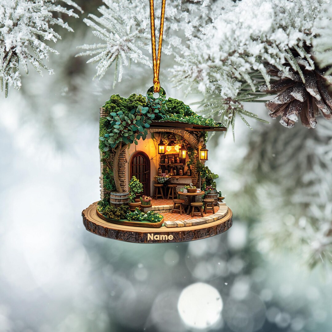 Personalized Coffee Shop 2D Flat Acrylic Ornament, Cafe Ornament Gift ...