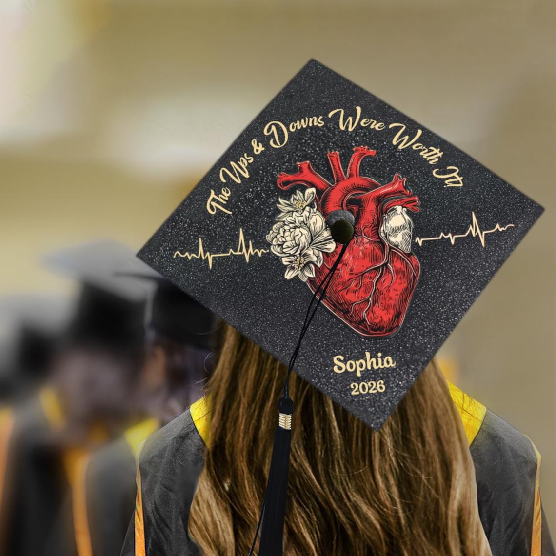 Anatomical Heart Nursing Graduation Cap Topper, Custom ICU Nurse Grad ...