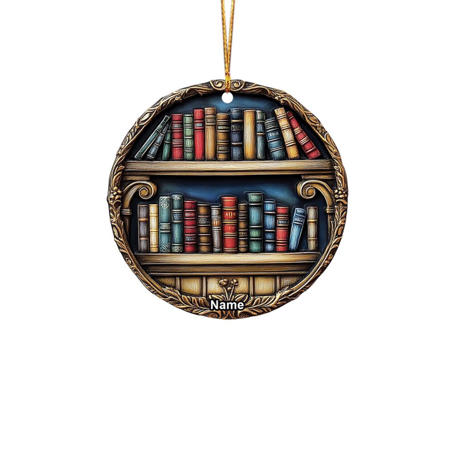 Personalized Bookshelf Ornament, Reading Books Christmas Ornament ...