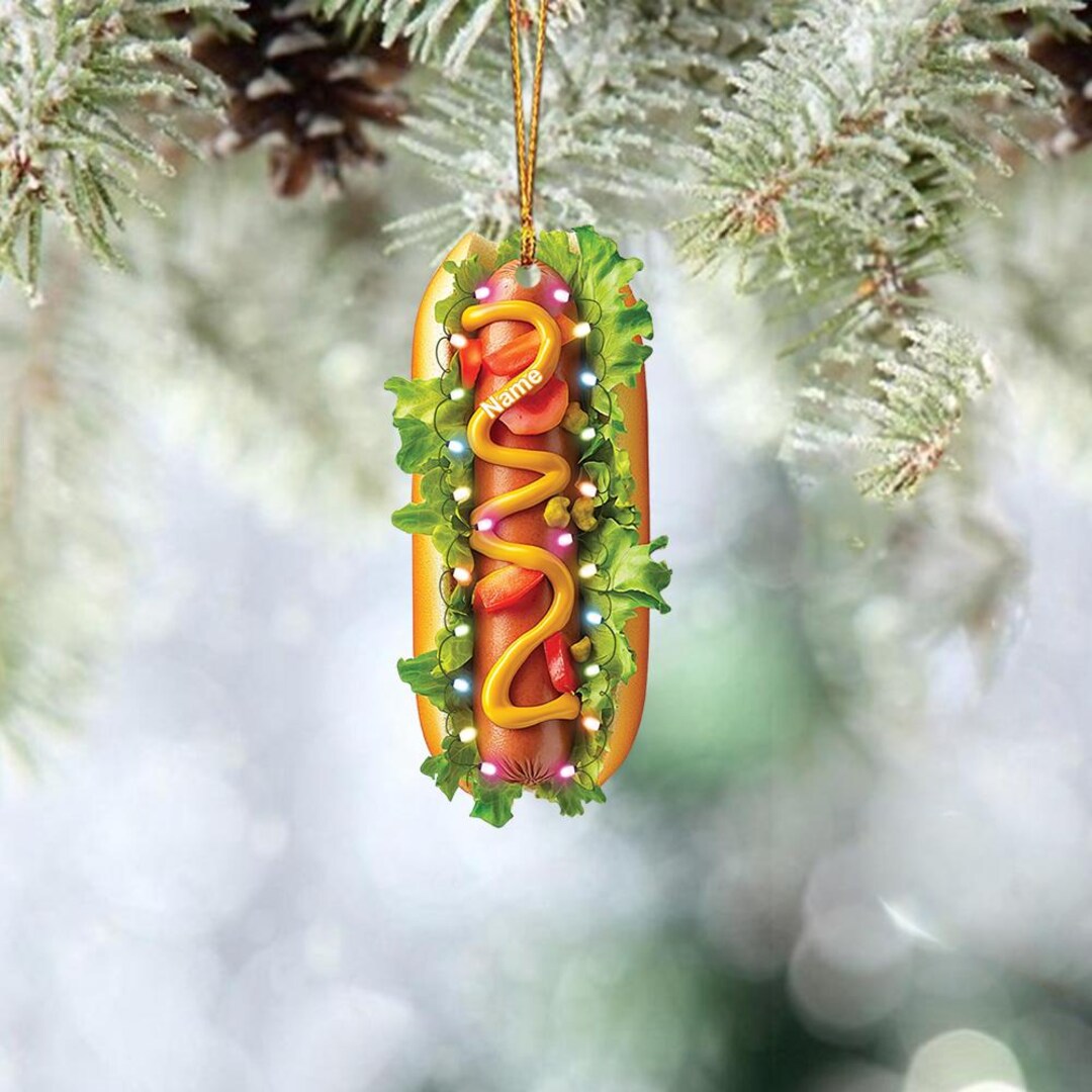 Personalized Hotdog Ornament, Hotdog Christmas Ornament, Fast Food ...
