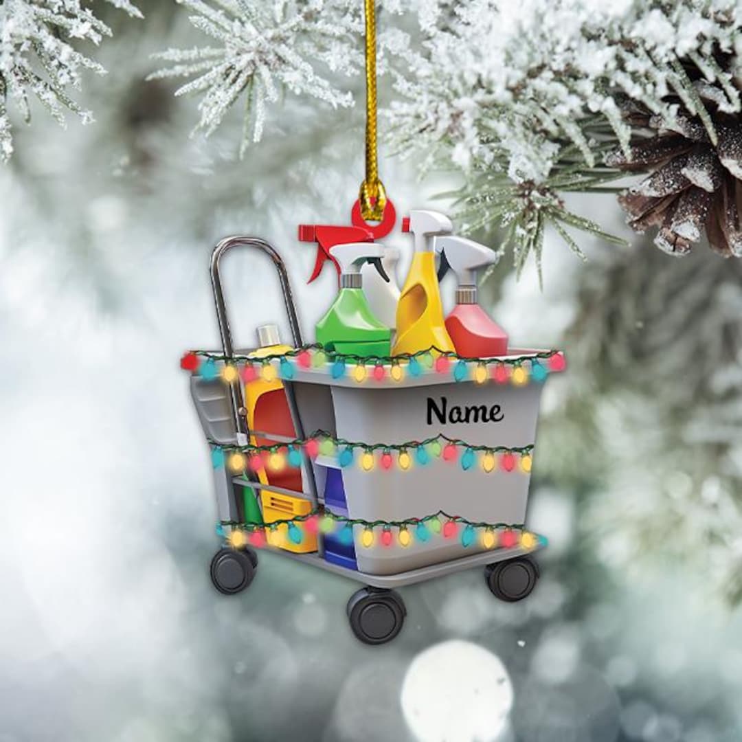 Personalized Cleaning Services Ornament, Janitor Cleaning Cart ...