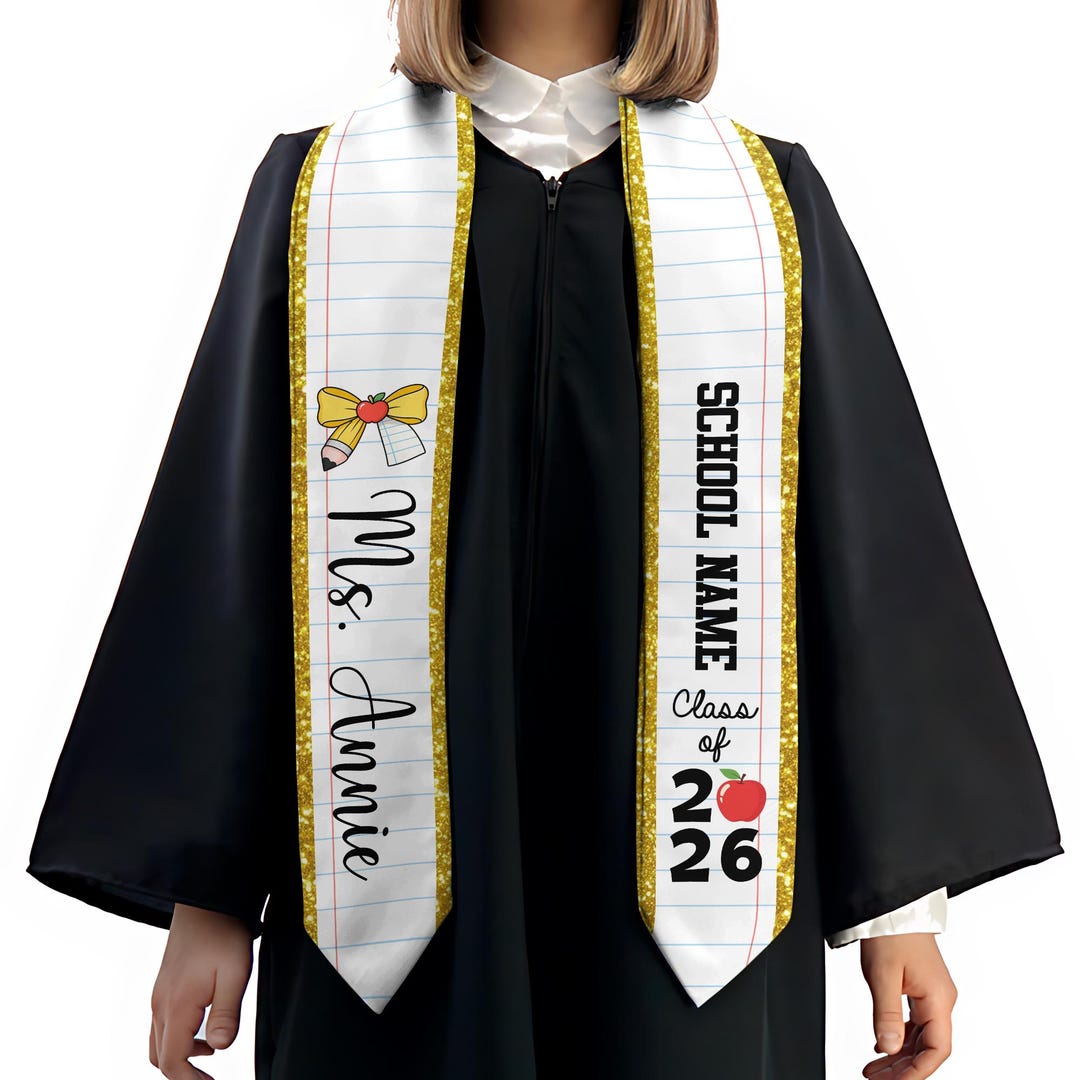 Personalized Teacher Stole, Custom Teacher Graduation Stole, Pencil ...