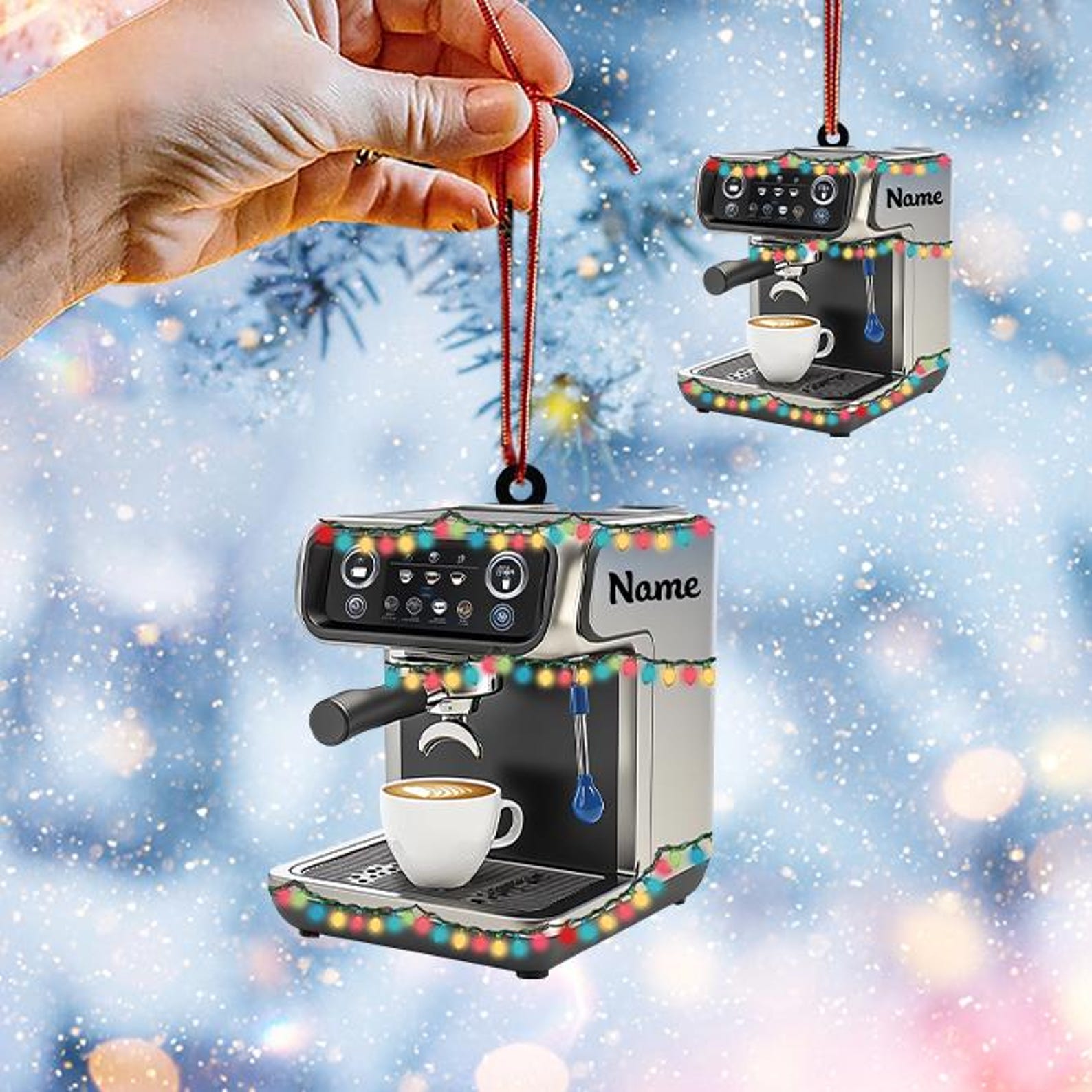 Personalized Coffee Machine Ornament, Espresso Machine Christmas ...