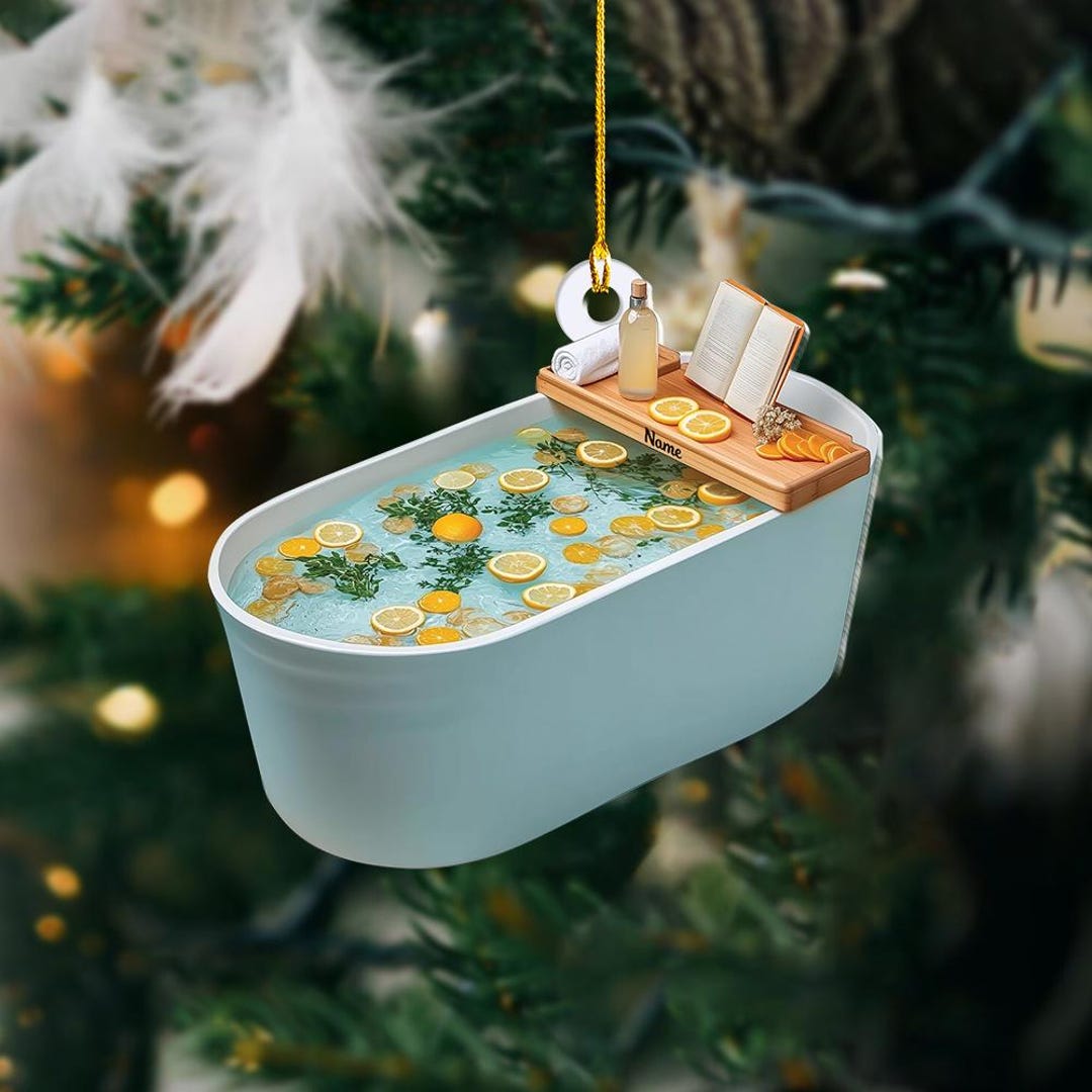 Personalized Bathtub Ornament, 2D Flat Bathtub Christmas Ornament ...
