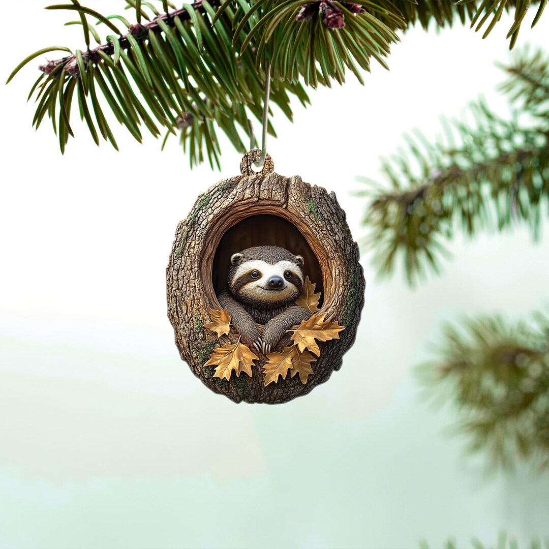 Sloth 2D Flat Ornament, Sloth Christmas Ornament, Sloth Rearview Mirror ...
