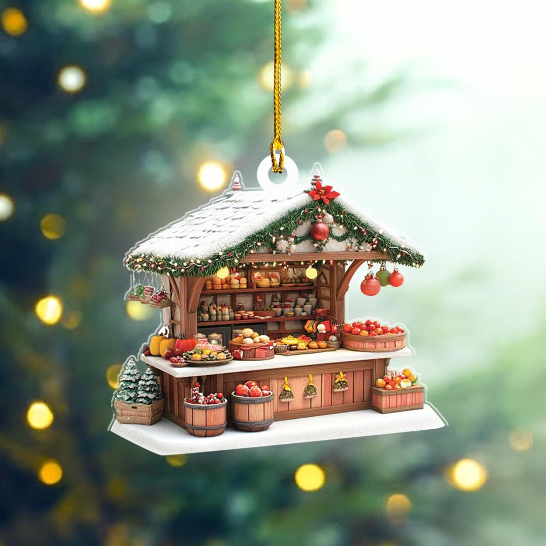 Personalized Market Stand 2D Flat Christmas Ornament, Market Stand Car ...