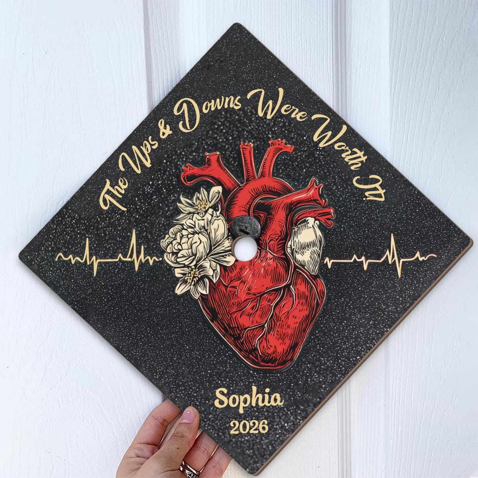 Anatomical Heart Nursing Graduation Cap Topper, Custom ICU Nurse Grad ...