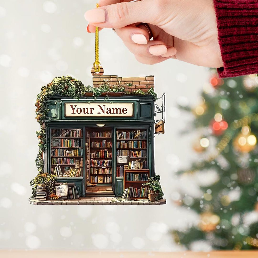 Personalized Bookstore Christmas Ornament, Reading Books Christmas ...