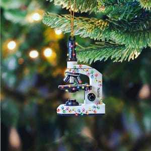 Personalized Microscope Ornament, Microscope Christmas Ornament ...