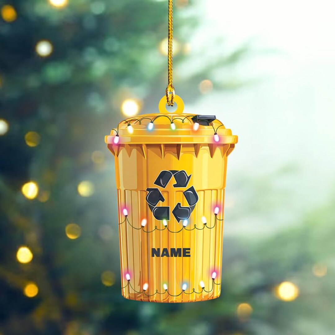 Personalized Recycling Bin Ornament Trash Can Christmas Ornament ...