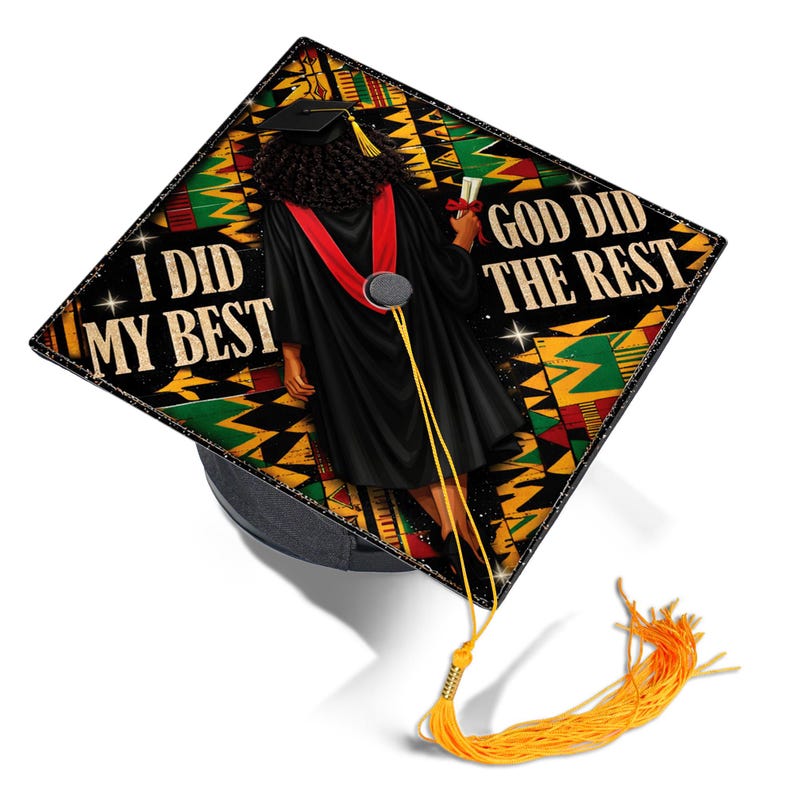 I Did My Best, God Did the Rest African American Graduation Cap Topper ...