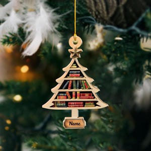 Custom Bookshelf Christmas Ornament, 2D Flat Bookcase Ornament, Books ...