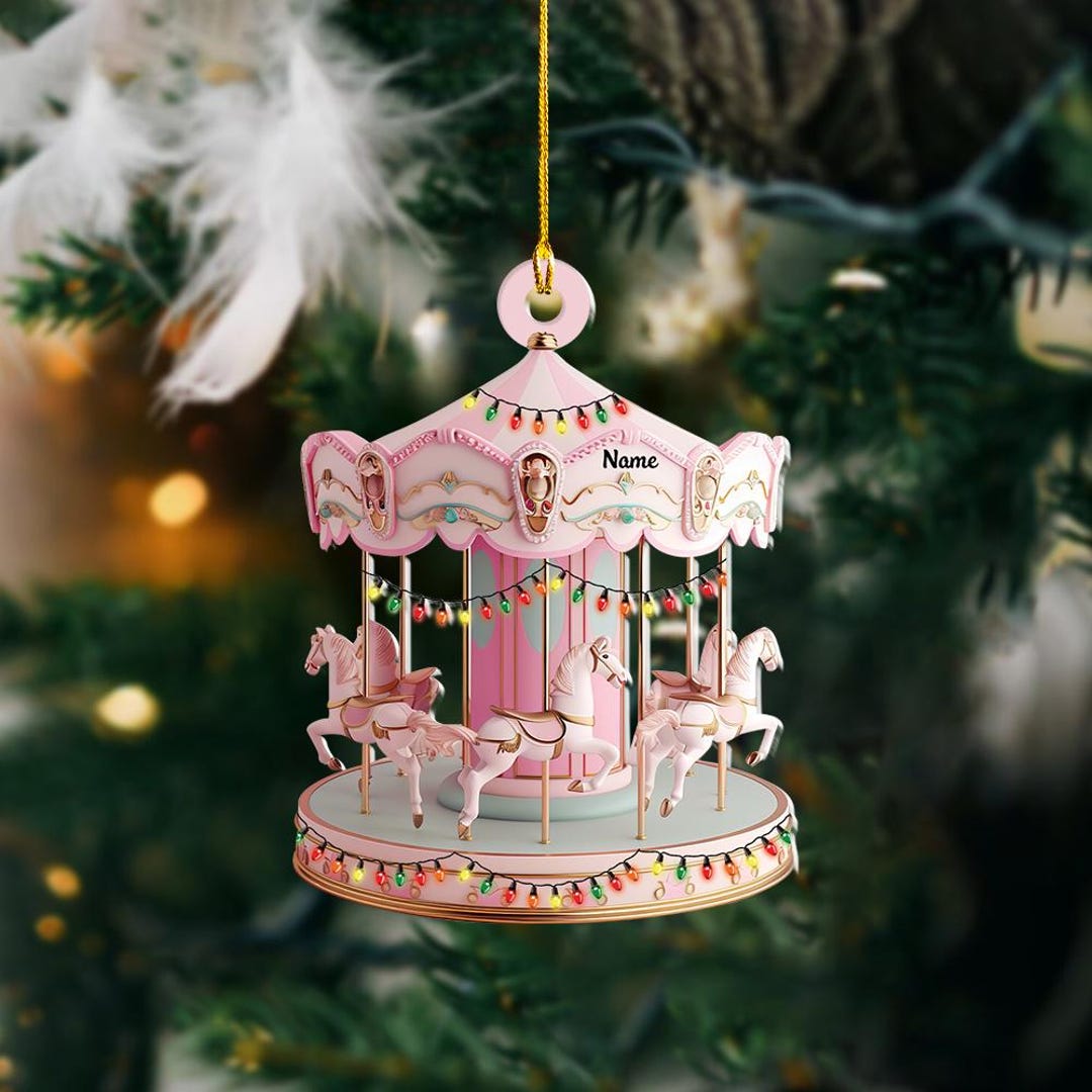 Personalized Carousel Ornament, 2D Flat Merry-go-round Christmas ...