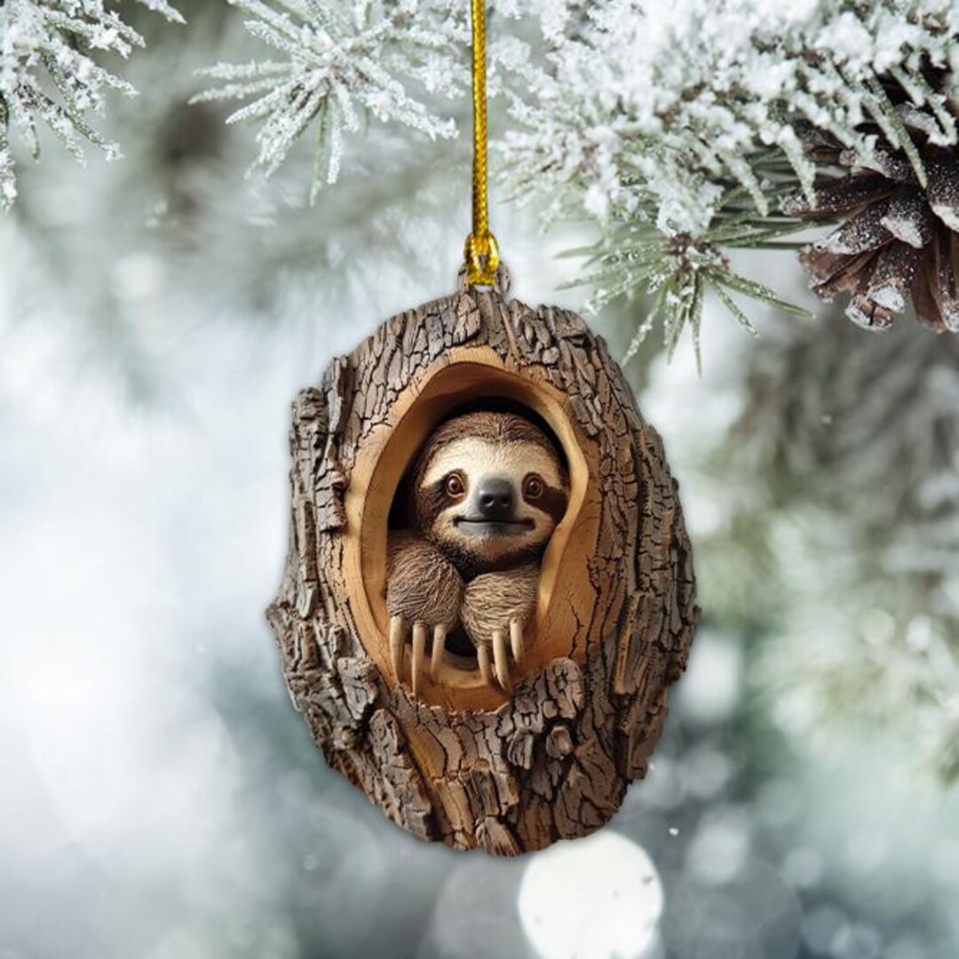 Sloth 2D Flat Ornament, Sloth Christmas Ornament, Sloth Rearview Mirror ...