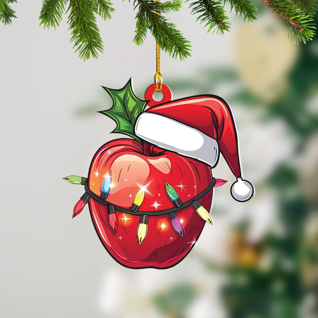 Red Apple Christmas Lights Ornament, Red Apple Car Ornament, Red Apple ...